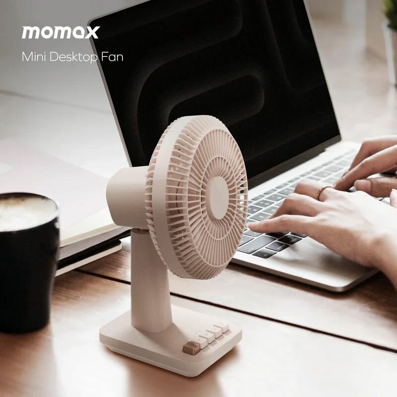Настольный беспроводной мини-вентилятор Momax 1Pod Mini Desktop Fan, ультратихий, 4 скорости - Sandstone