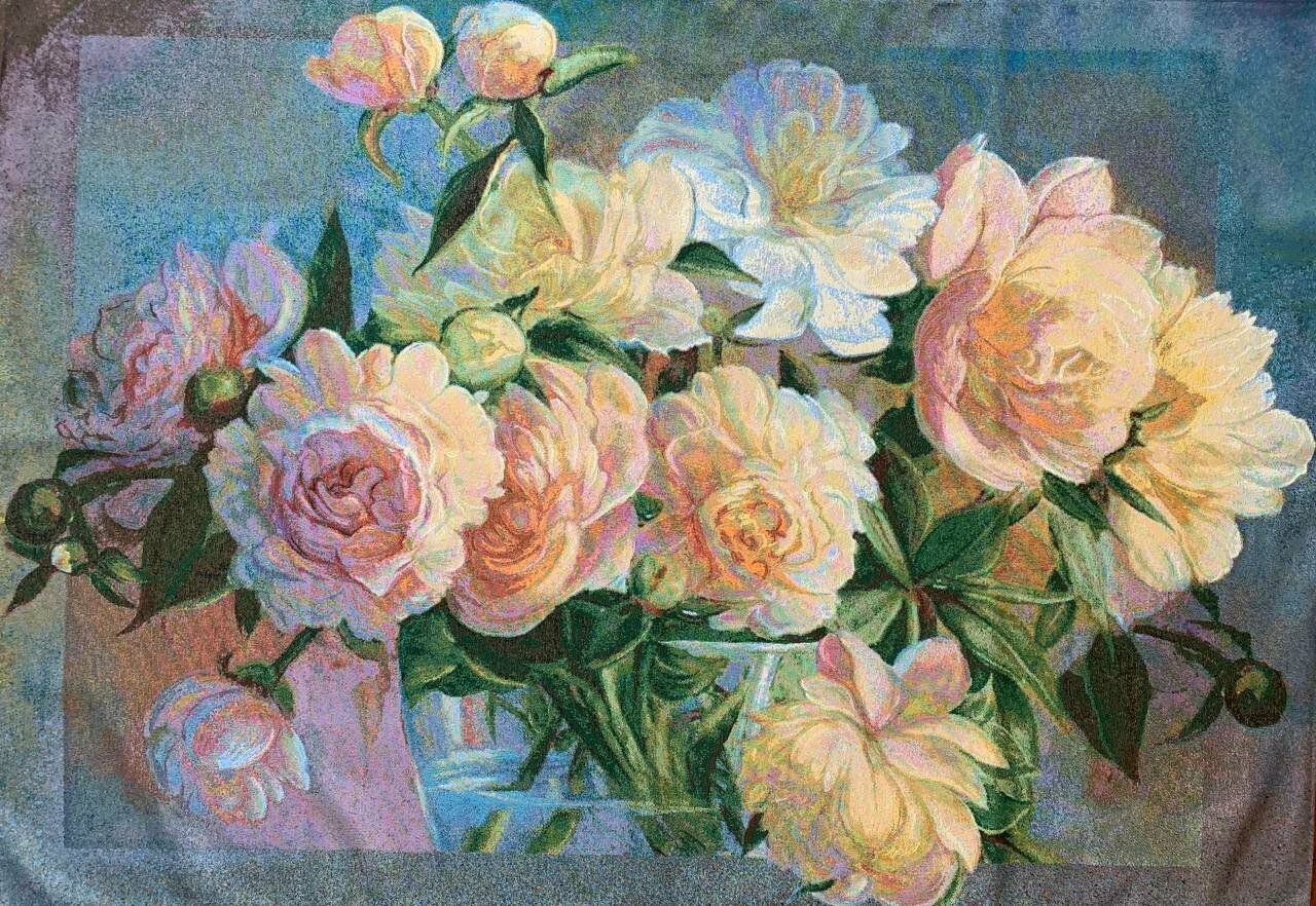 Панно гобеленовое на стену "Пионы" 160х110 см / Гобелен