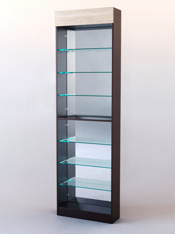 Стеллаж "шалость" №2-2-600 (задняя стенка зеркало), Дуб Венге + Дуб Сонома