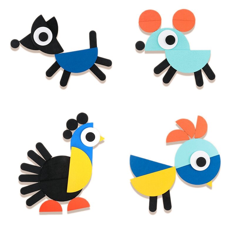 Набор деревянных пазлов с животными, красочная детская развивающая деревянная игрушка для детей, развивающие игрушки