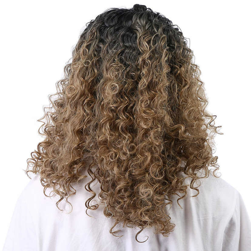 Длинные вьющиеся волнистые парики женские синтетические волосы коричневые средняя часть
