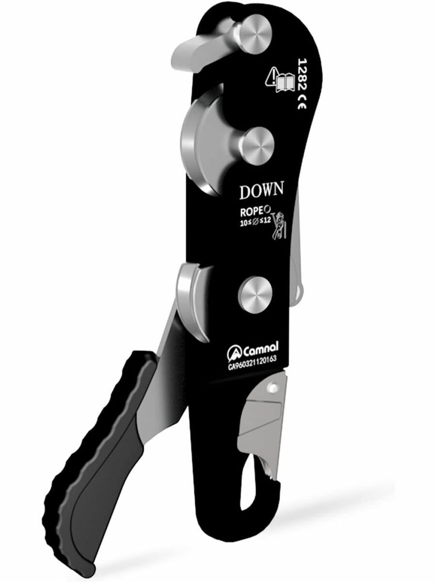 Карабин для скалолазания с эргономичной резиновой рукояткой для веревок 8-13 мм.