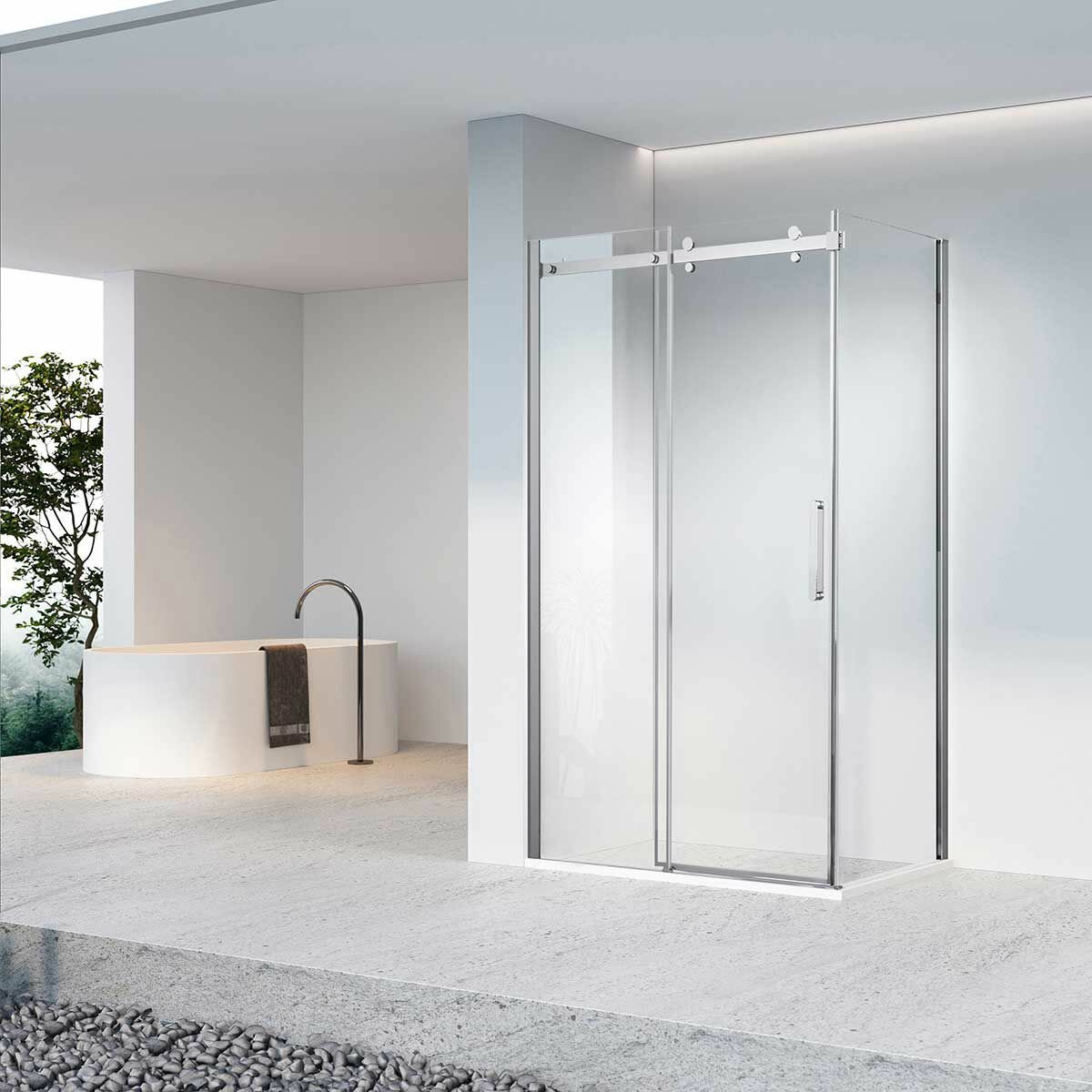 Душевой уголок Vincea (Винчея) Como-N, 1200х1000 мм (габариты площадки) , хром, стекло прозрачное VSR-4CN1012CL