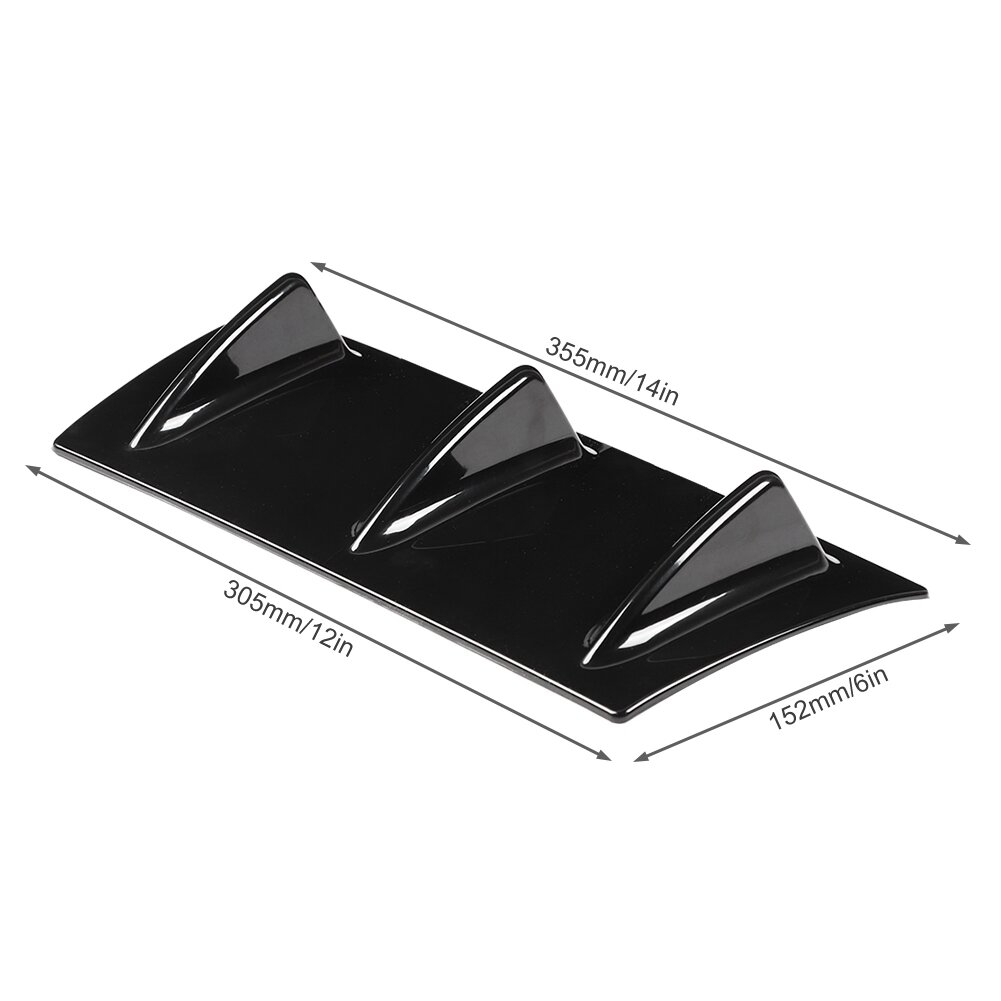 Универсальный задний бампер шасси автомобильного акулийного плавника спойлера крыла обвес диффузор (M), черный цвет, размер S, материал ABS, комплект: 1 диффузор, 1 клей, 4 винта