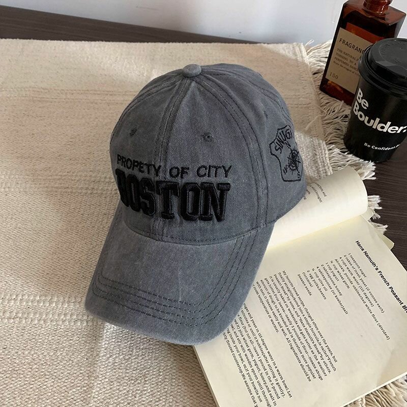 Американская бейсболка в стиле ретро, женская весенне-летняя кепка с вышивкой на лице, маленькая большая окружность головы, фуражка с широкими полями