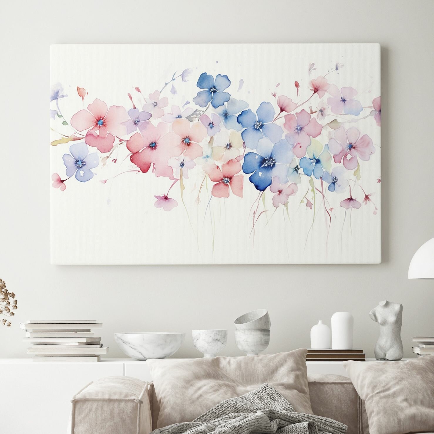 Интерьерная картина "Акварельные самоцветы" на холсте, большая, размер 60 на 90/ 60х90 см