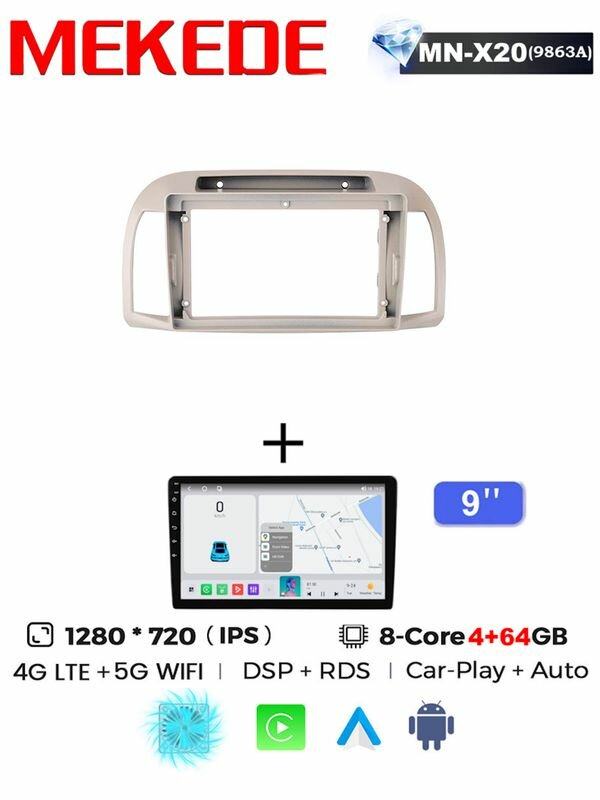 Магнитола 9" Mekede MN X20 Pro 4/64 Gb Nissan March 3 K12 2002-2010 carplay