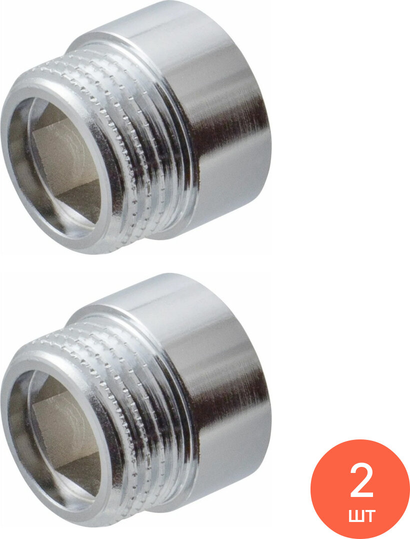 Удлинитель сантехнический MIXTON / Микстон хромированный, из латуни CW617N, внутренняя и наружная резьба 1/2дюйма, длина наращивания 10мм / фитинг (комплект из 2 шт)