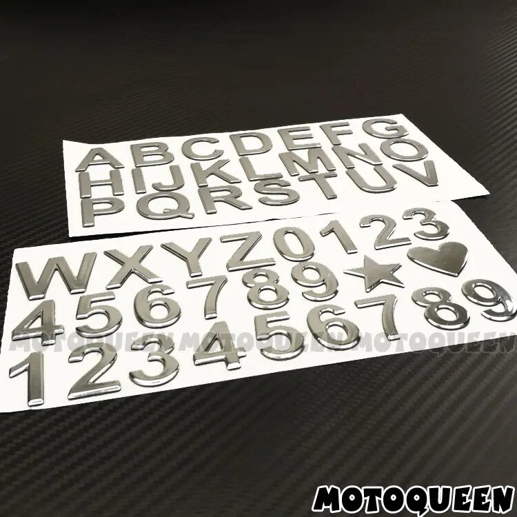 47 шт. 3D наклейки на мотоцикл, наклейки с арабским номером, английская буква, цифровой значок «сделай сам», украшение, высота 28 мм, номер адреса Sliver