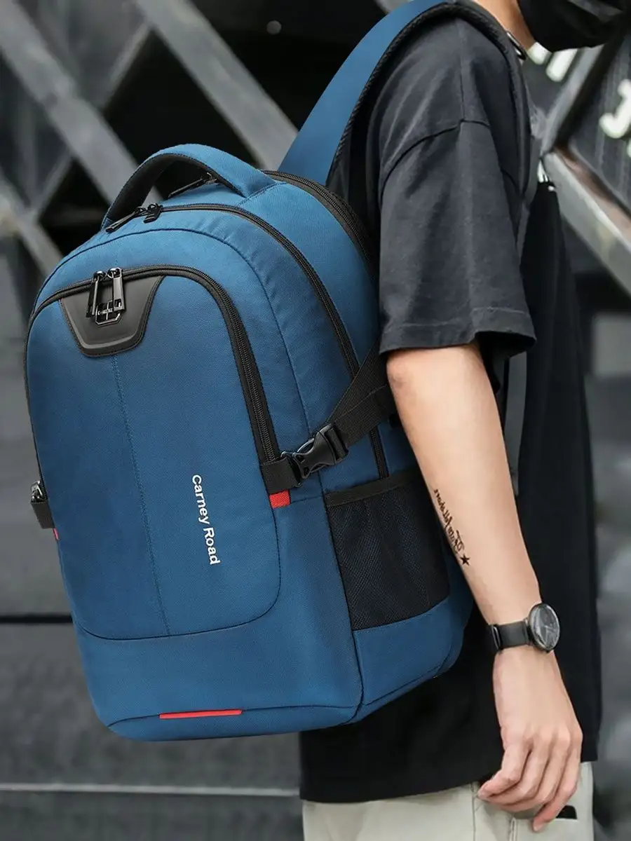 Рюкзак Carney Road, с USB, синий для учебы и работы