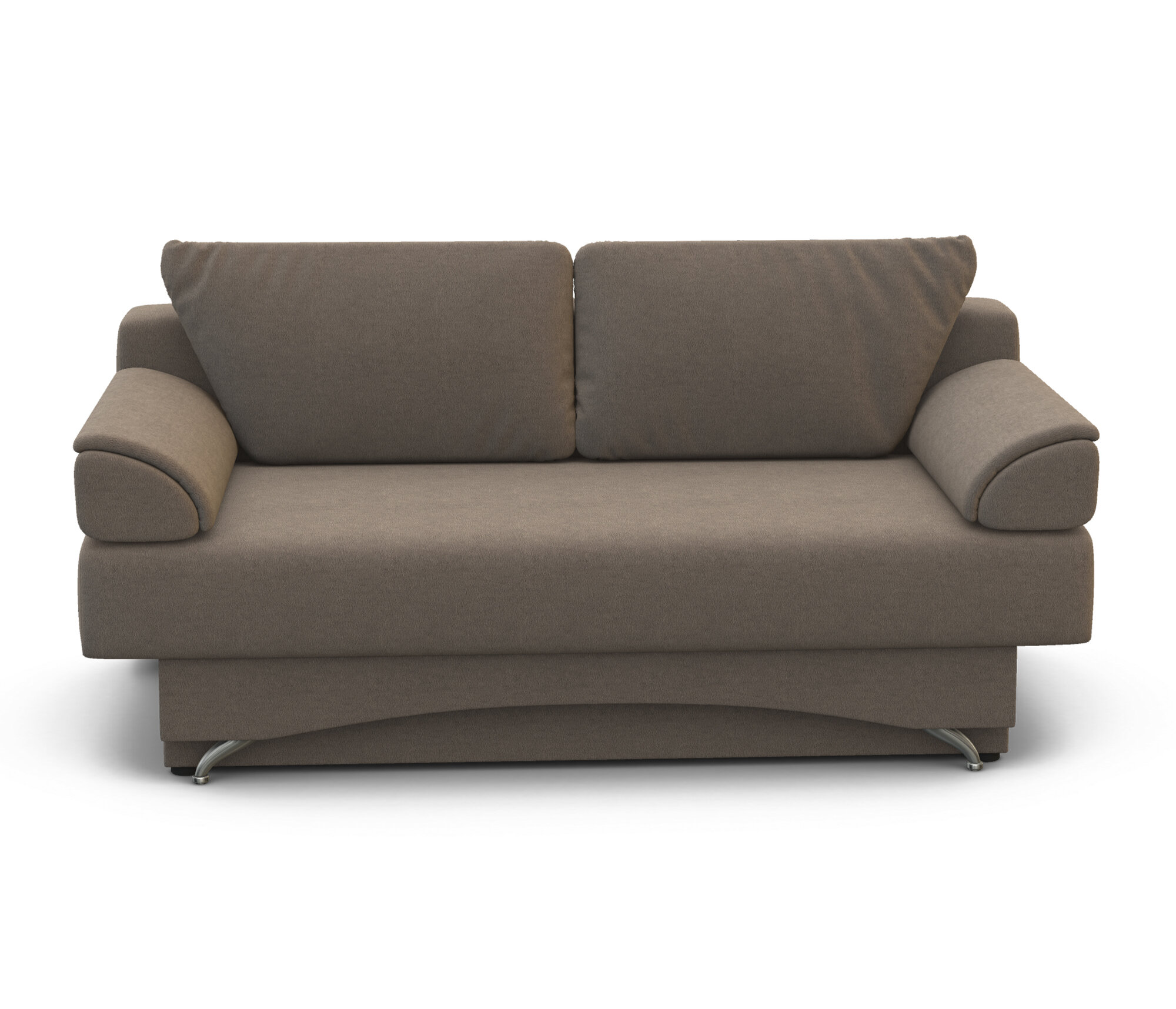 Диван прямой Евро 130х190 см, раскладной, еврокнижка, без подлокотников, велюр светло-коричневый