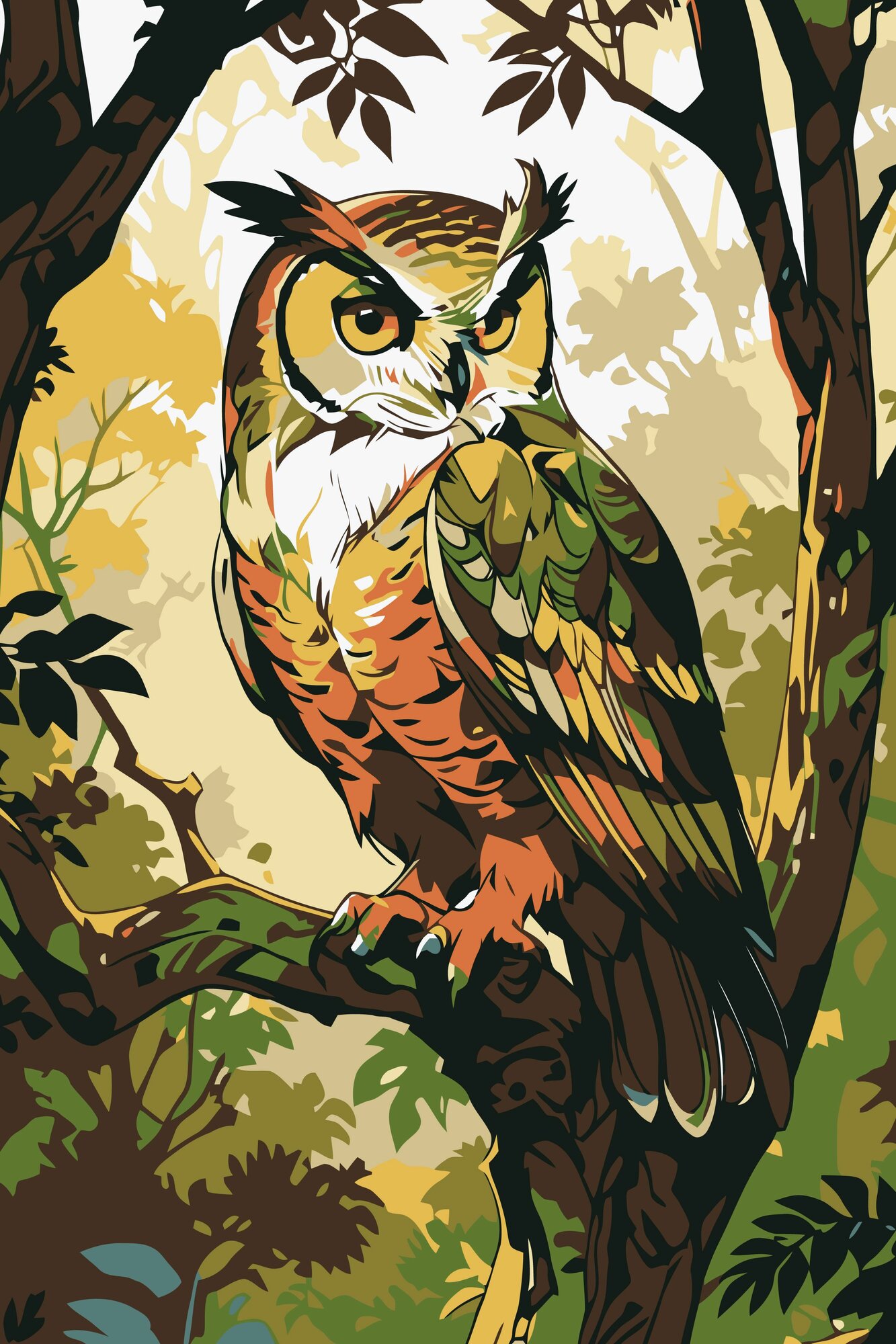 Детская картина по номерам E3130 "Совы" 20x30