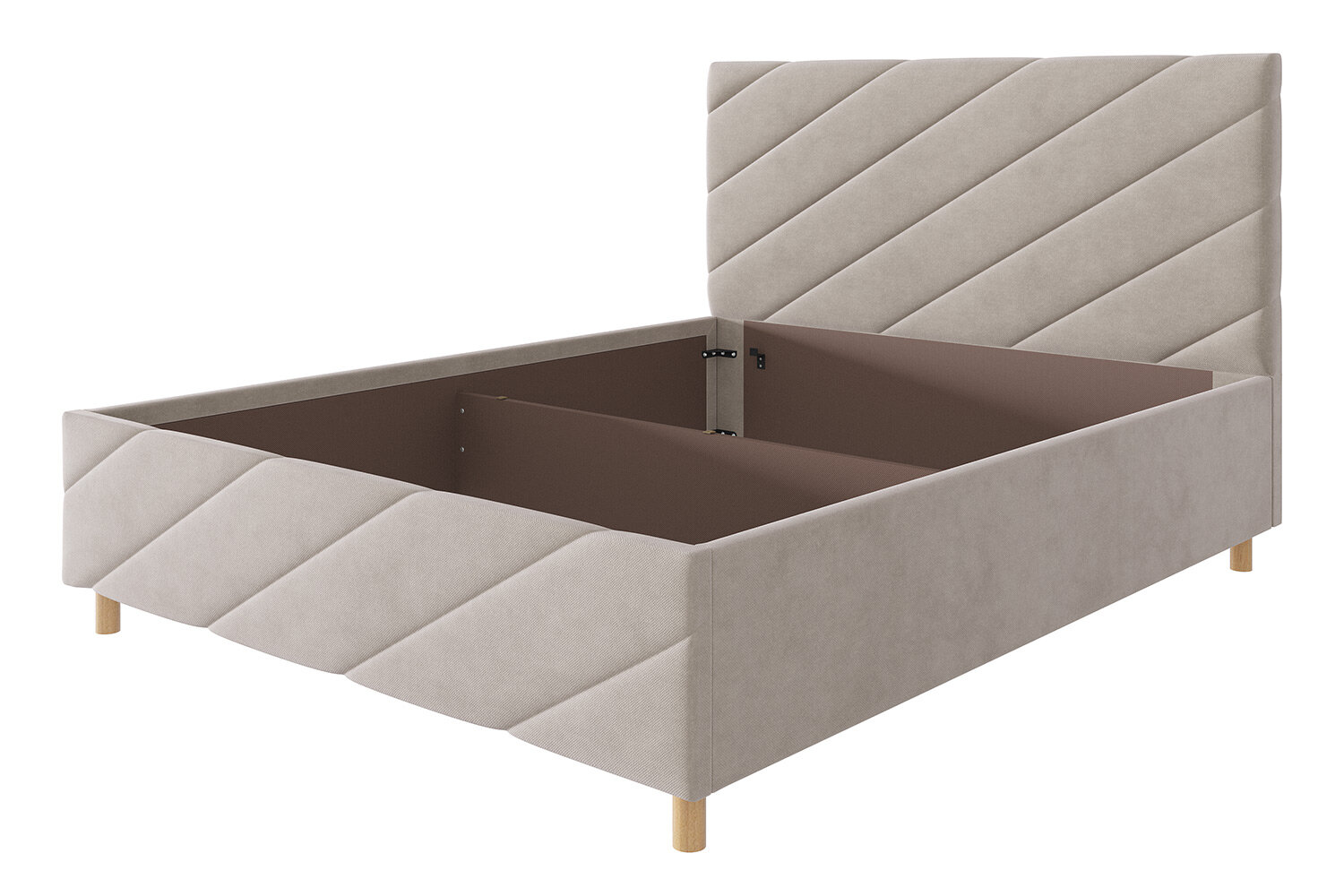 Каркас двуспальной кровати RAVENA, 160х200 см, бежевый, без основания и подъемного механизма