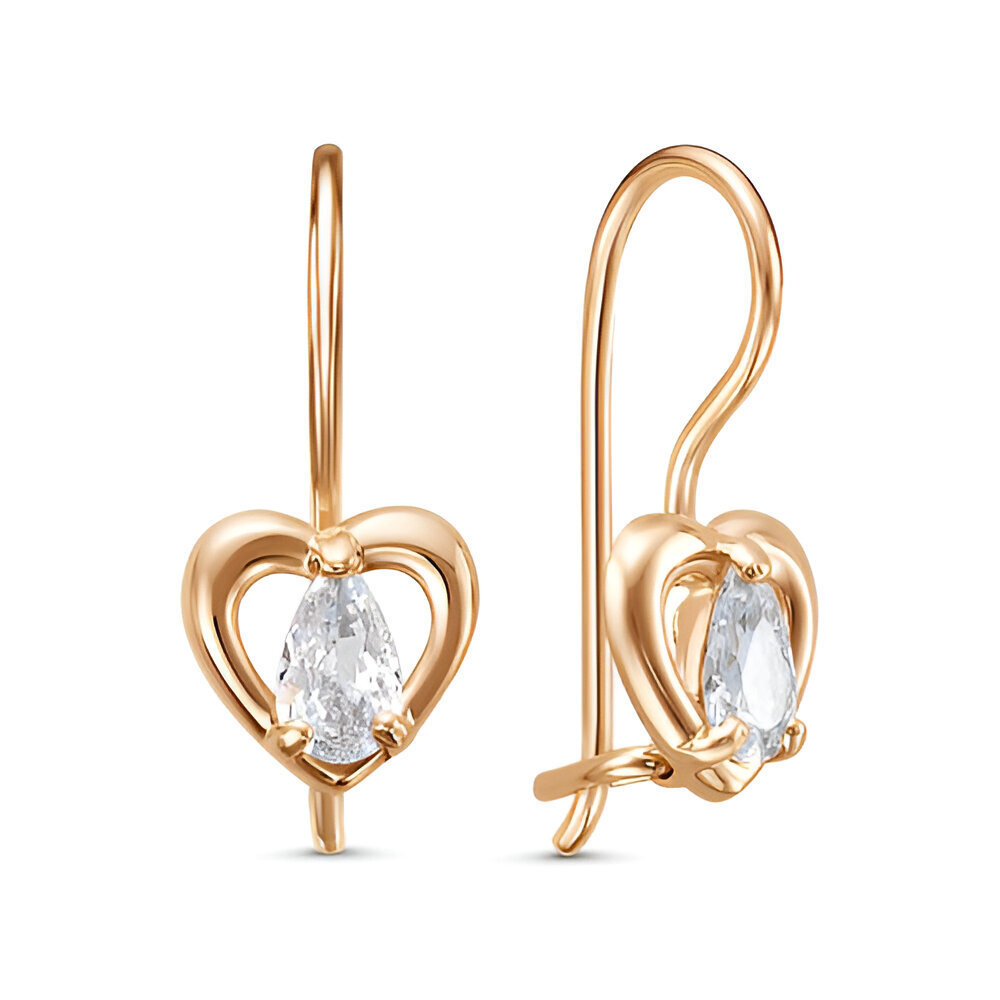 Серьги, красное золото, 585 проба, фианит
