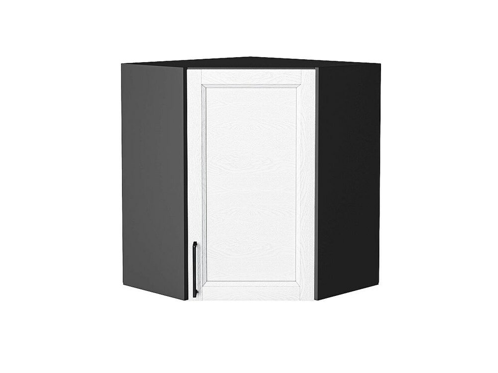 VVT Шкаф верхний угловой Сканди Graphite, White Silkwood, 720 В*Ш*Г 716*600*600, фасад МДФ White Silkwood, корпус Graphite White Silkwood