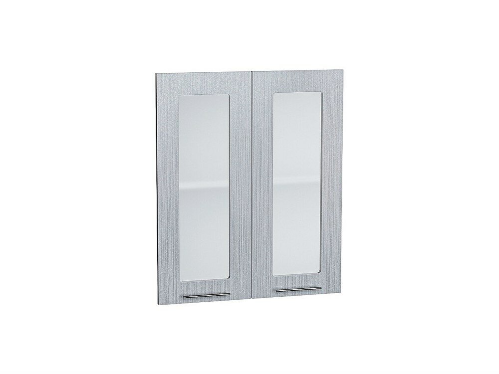 VVT Фасад Комплект фасадов Валерия-М со стеклом для каркаса Ф-45 В600 Серый металлик дождь светлый, МДФ Серый металлик дождь светлый, 712*596*16