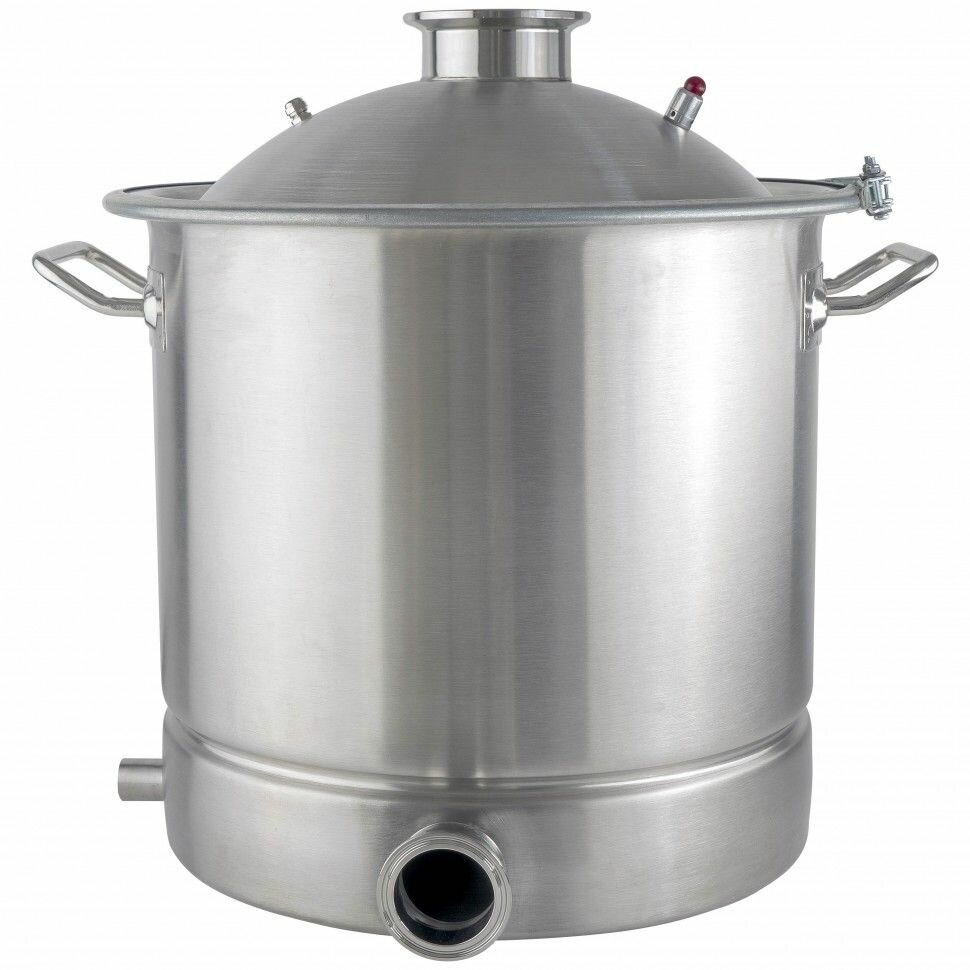 Куб 50 л с зиговкой, отвод ВР 3/4, штуцер Кламп 2 дюйма, тройное дно 40*40 с купольной крышкой/ Бак для дистиллятора/ Модульный куб для самогонного аппарата