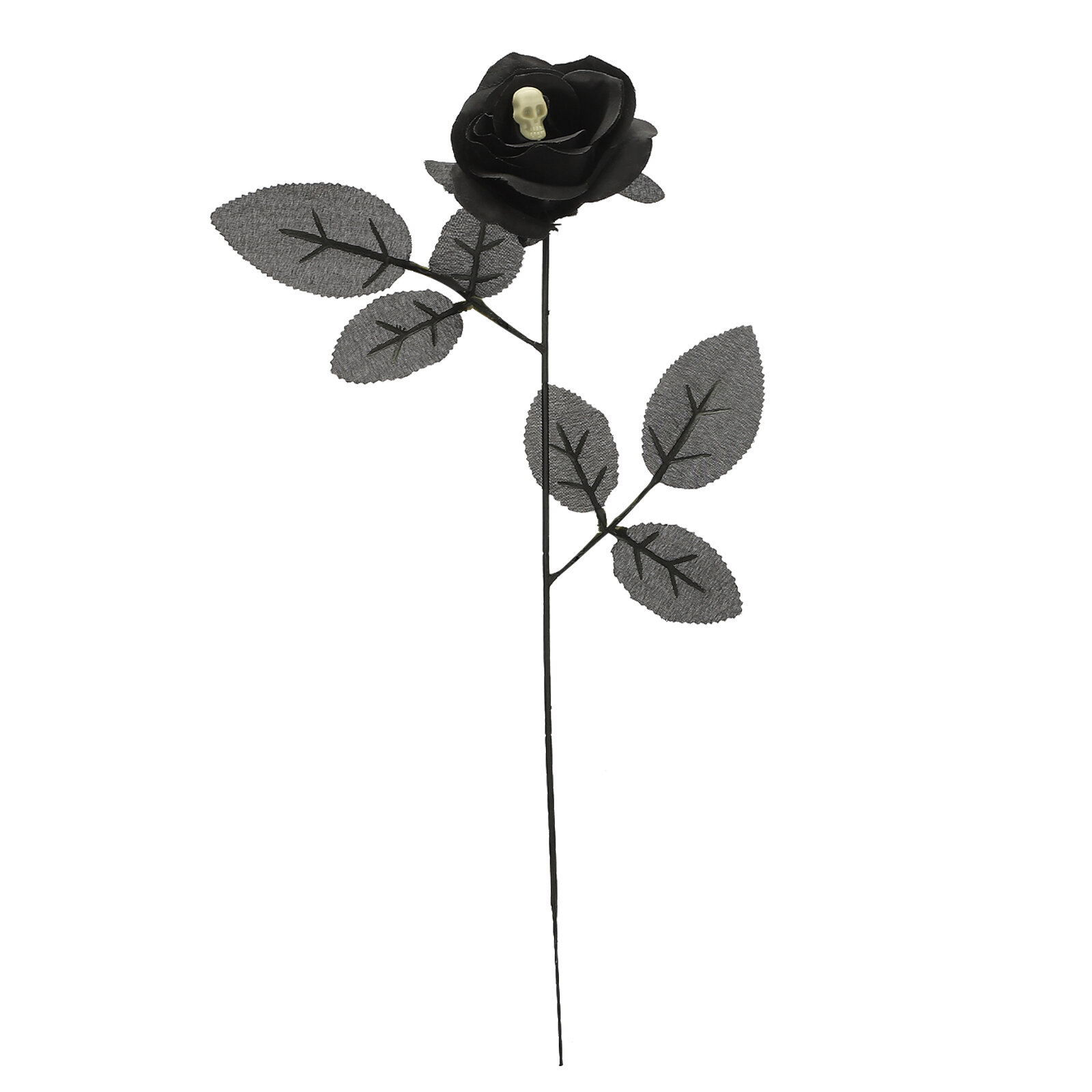 Искусственнаяроза, реалистичныйдекоративный, гибкий, счерепом, длявечеринкинаХэллоуин, черная.