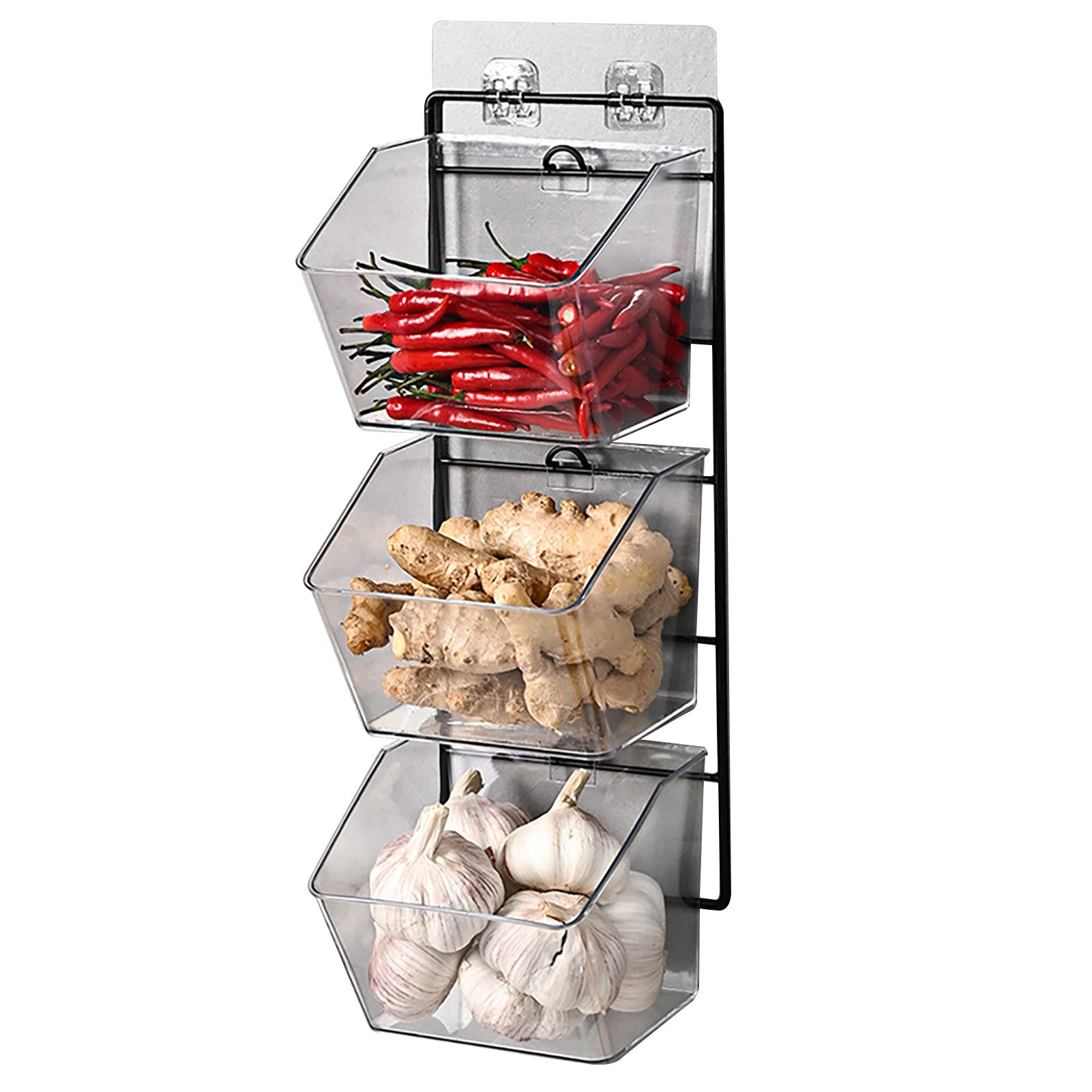 Контейнер для хранения на стене 3 слой настенный висящий кухонная коробка для хранения для чеснока имбирного лука вертикальное висеть