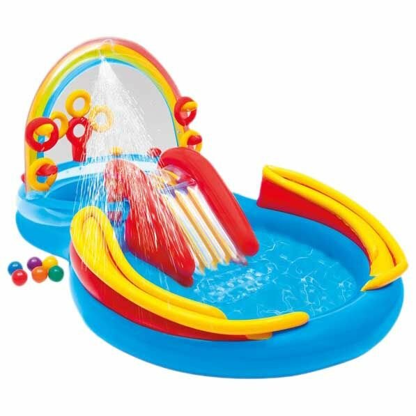 Надувной игровой центр INTEX 57453 "Радуга" размеры 297х193х135 см, с фонтанчиком, горкой и шариками 57453 NP