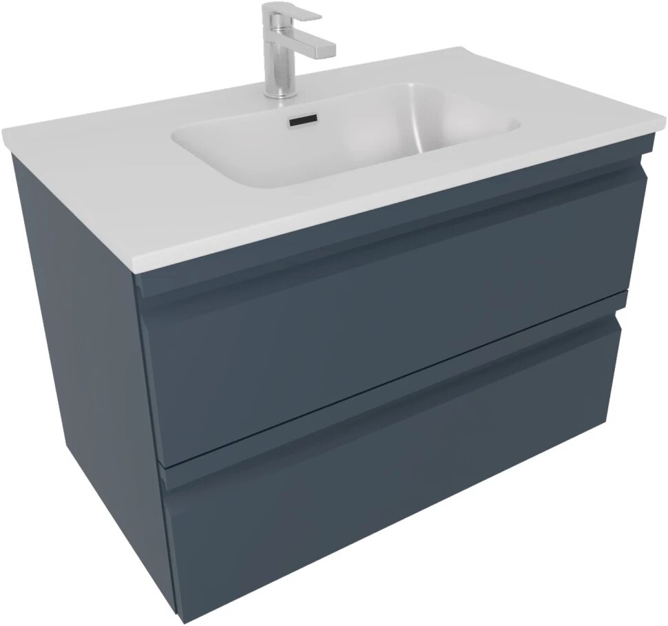 Тумба с раковиной Aquatek Вега AQ77080-MG 81,5 см, подвесная, серый матовый