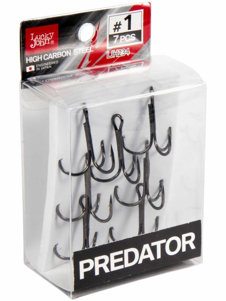Крючки - тройники Lucky John PREDATOR LJH234, разм. 1, 7 шт.