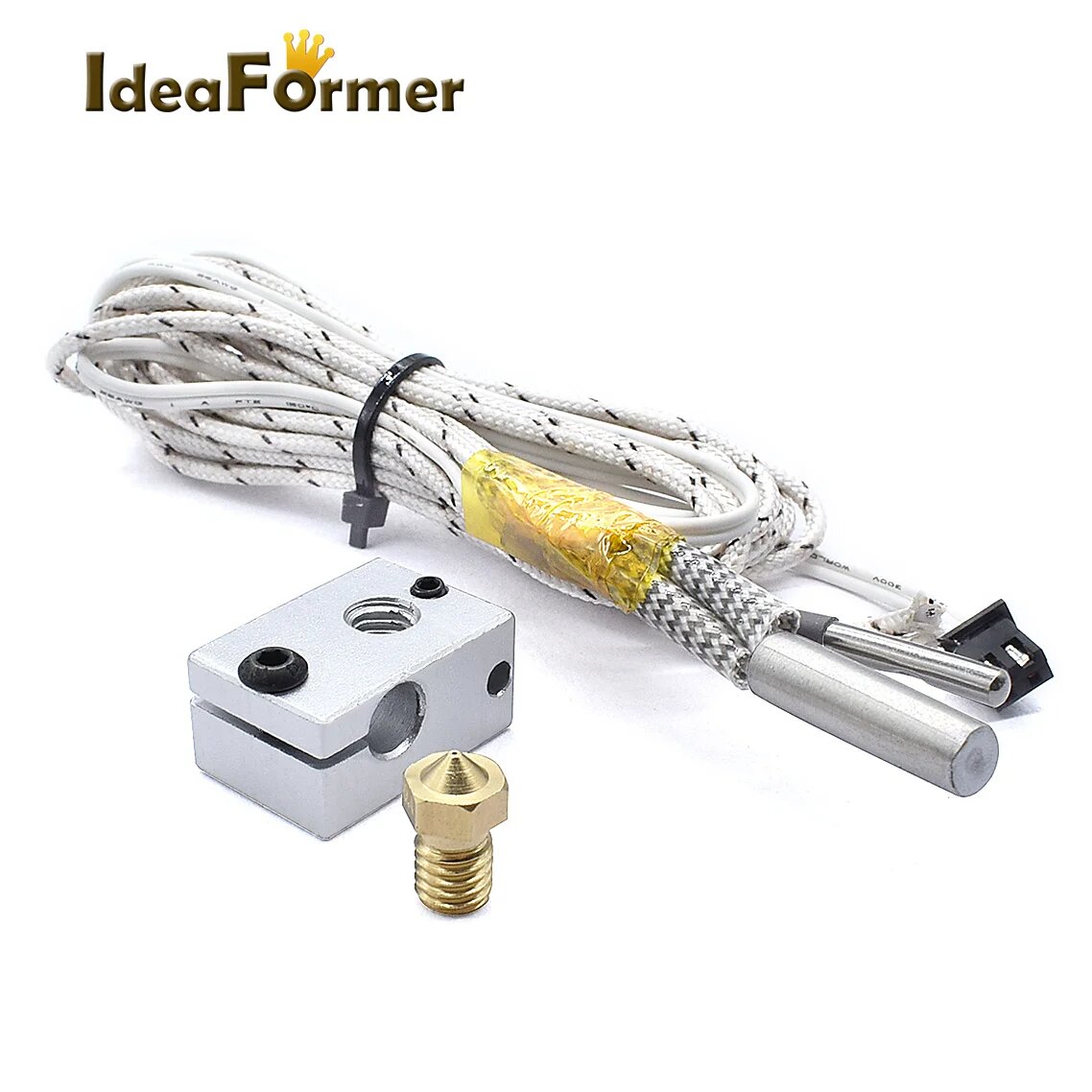 Нагревательный алюминиевый блок для 3D принтера V6 + фототермистор с клеммой XH2.54 + нагревательная трубка 12 В/24 В 50 Вт для V6 J-head Hotend, 12V 50W