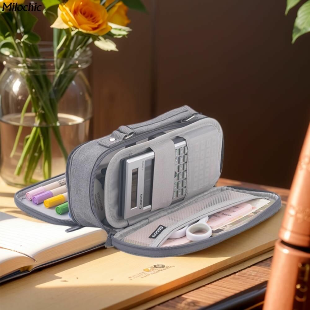 Портативный многофункциональный канцелярский пенал, удобная конструкция ручки, прочная полиэфирная ткань