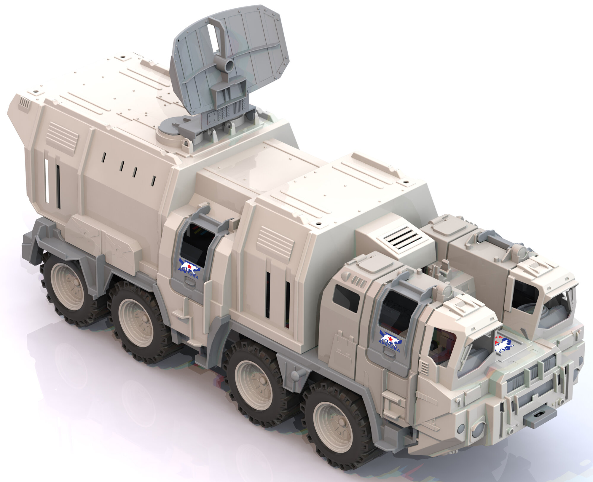 Машина 287 "Арктика", с кунгом, военный тягач, белая/серая, масштаб 1:20