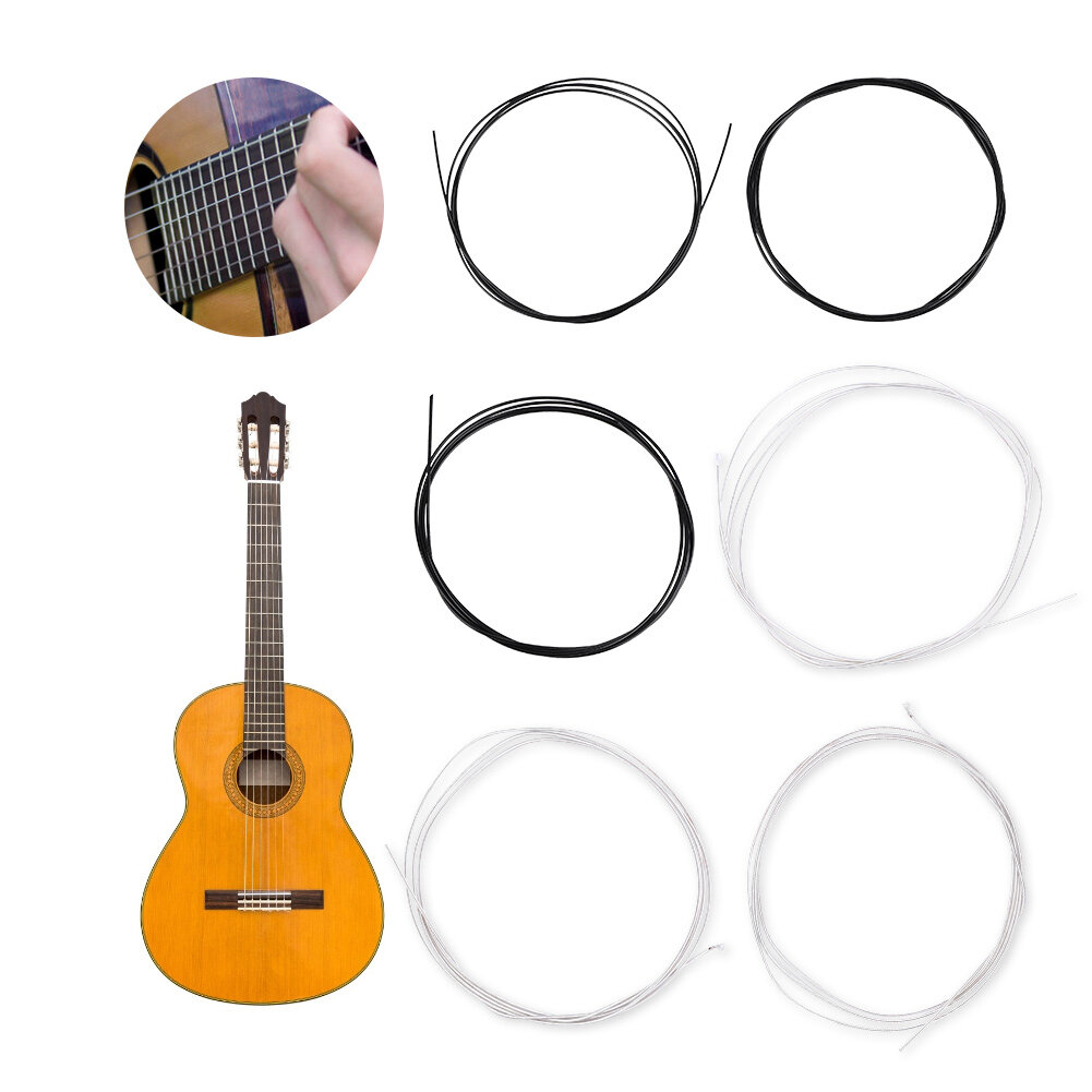 Струна для классических гитар Musical Instrument Accessory Part (Black&white), материал Нитон, вес 25-26г, размер Approx. 10*10*0.5cm/3.9*3.9*0.2in, комплект: 1E*1, 2B*1, 3G*1, 4D*1, 5A*1, 6E*1