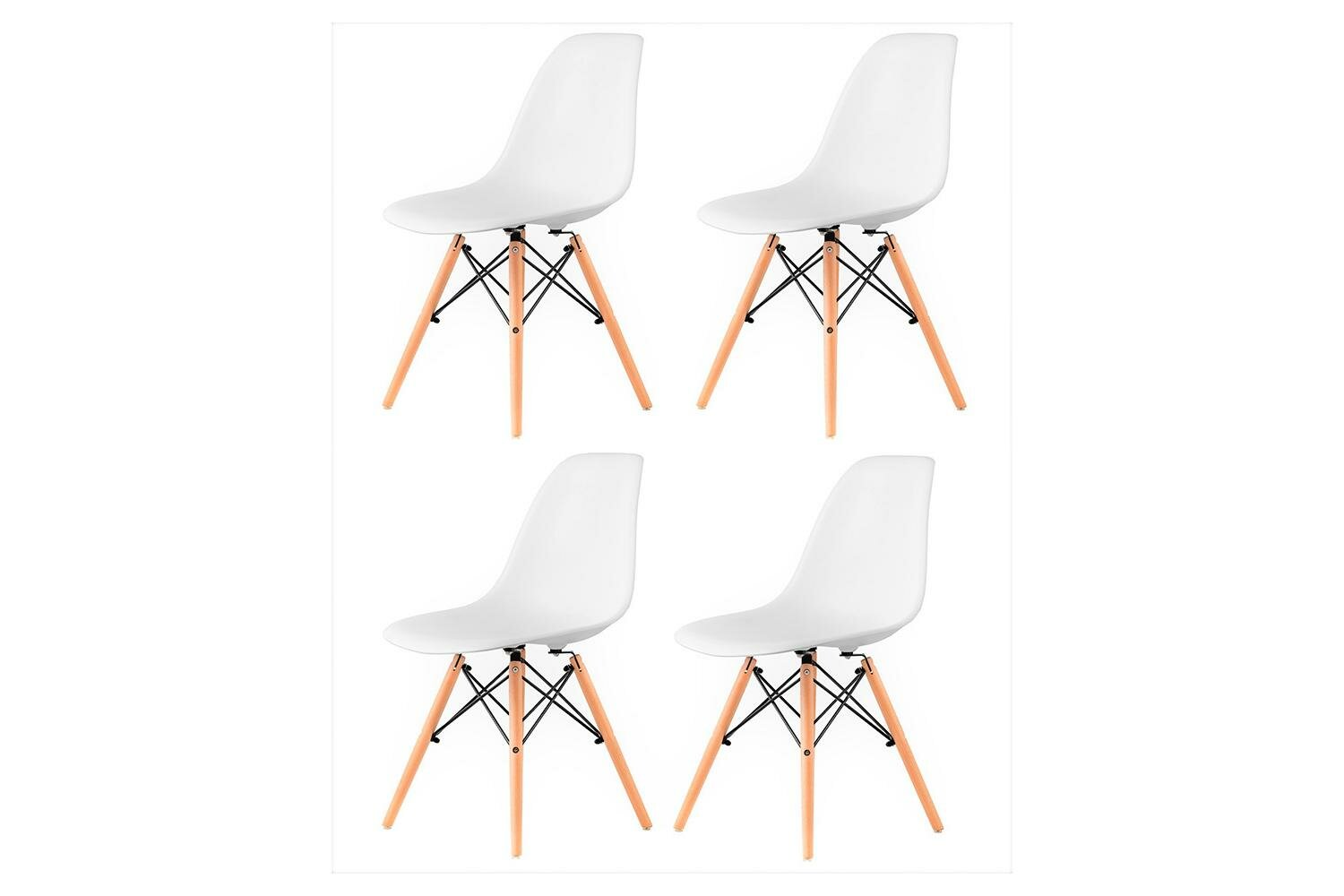 Набор стульев Eames, 46х81х40 см, 4 шт, белый, светлое дерево, чёрный
