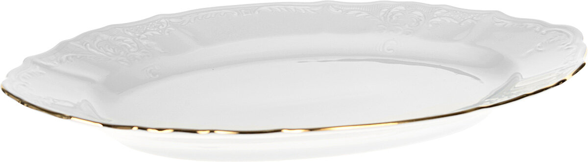 Блюдо овальное 34 см; "Bernadotte", декор "Отводка золото", Thun/ БТФ0120