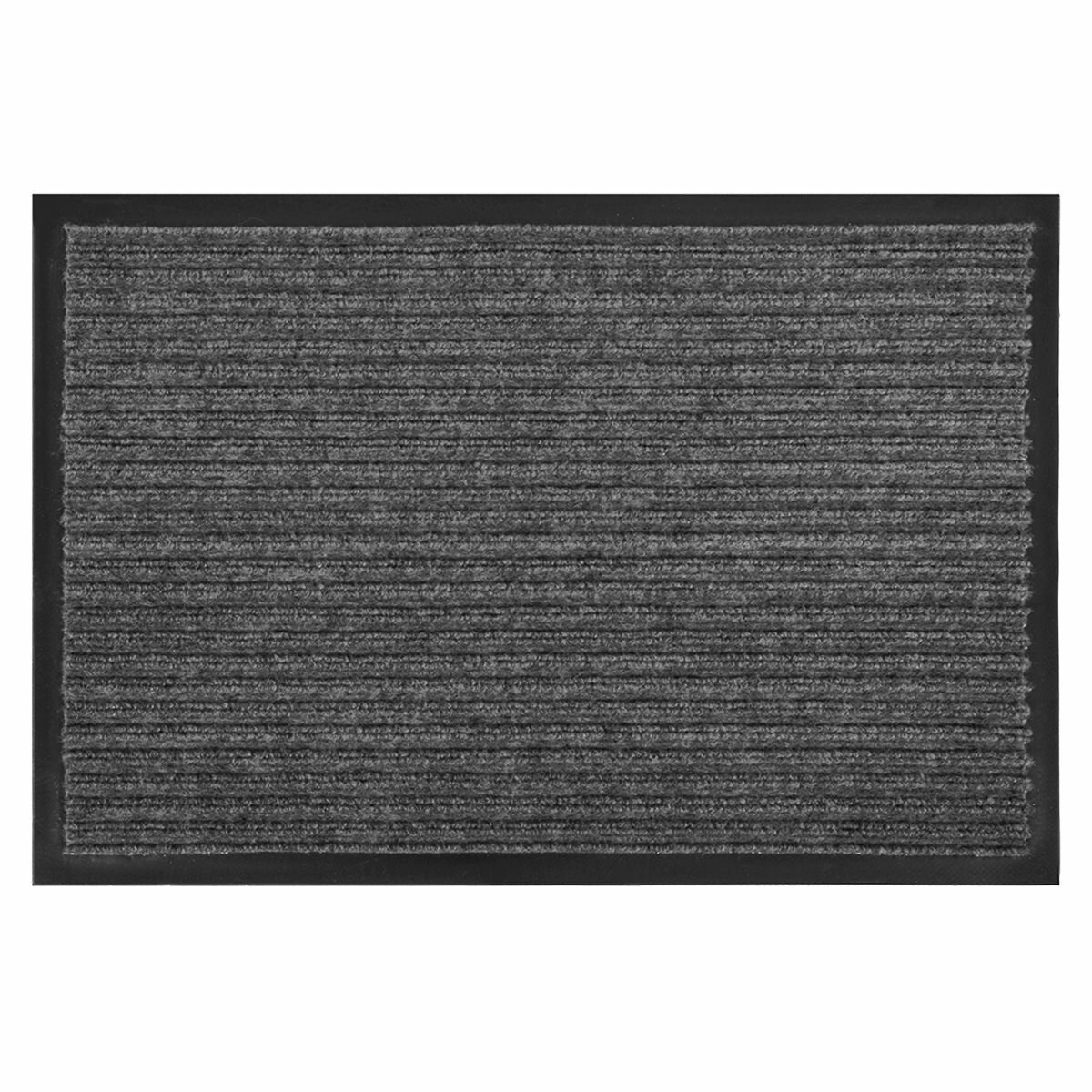 Коврик придверный "KOVROFF" 150см х 120см, серый, ребристый, для защиты от влаги и грязи