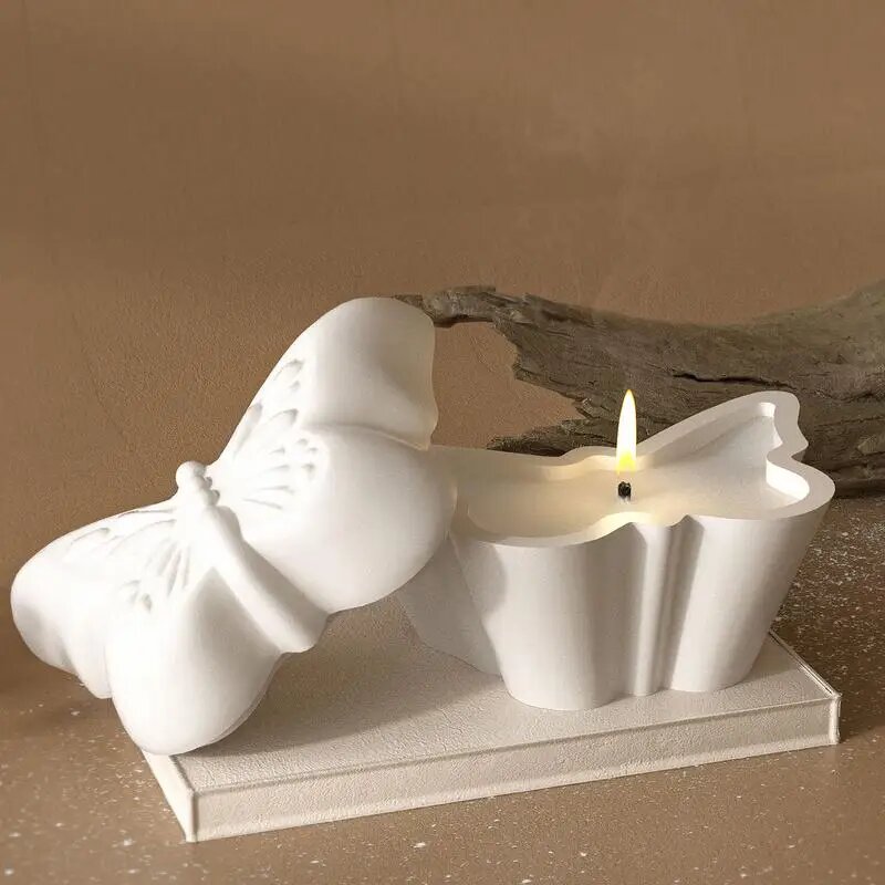 Форма для подсвечника, силиконовые формы с крышкой, бабочка, цементная штукатурка, эпоксидная смола, литейная форма, художественное ремесло для домашнего стола, свадьбы