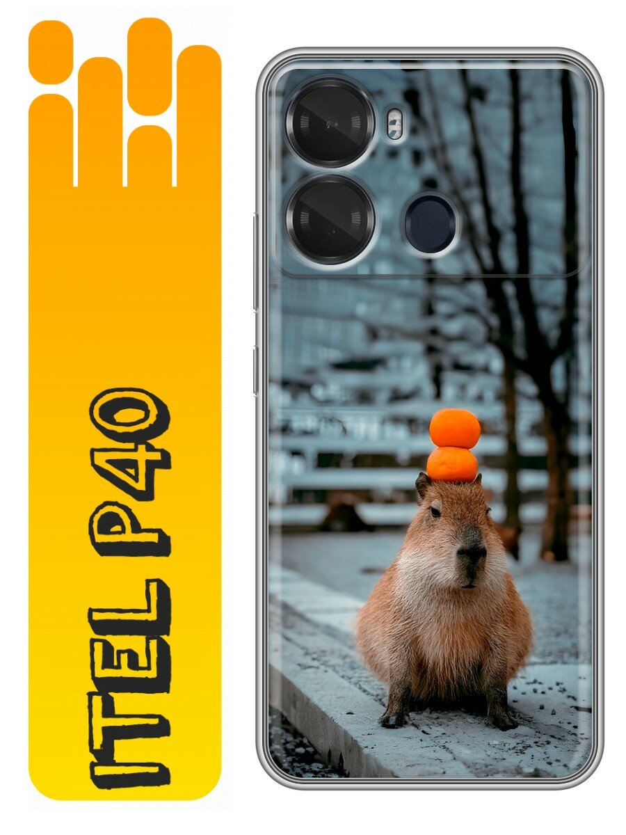 Чехол для Itel P40 с принтом Капибара (Ител Р40)