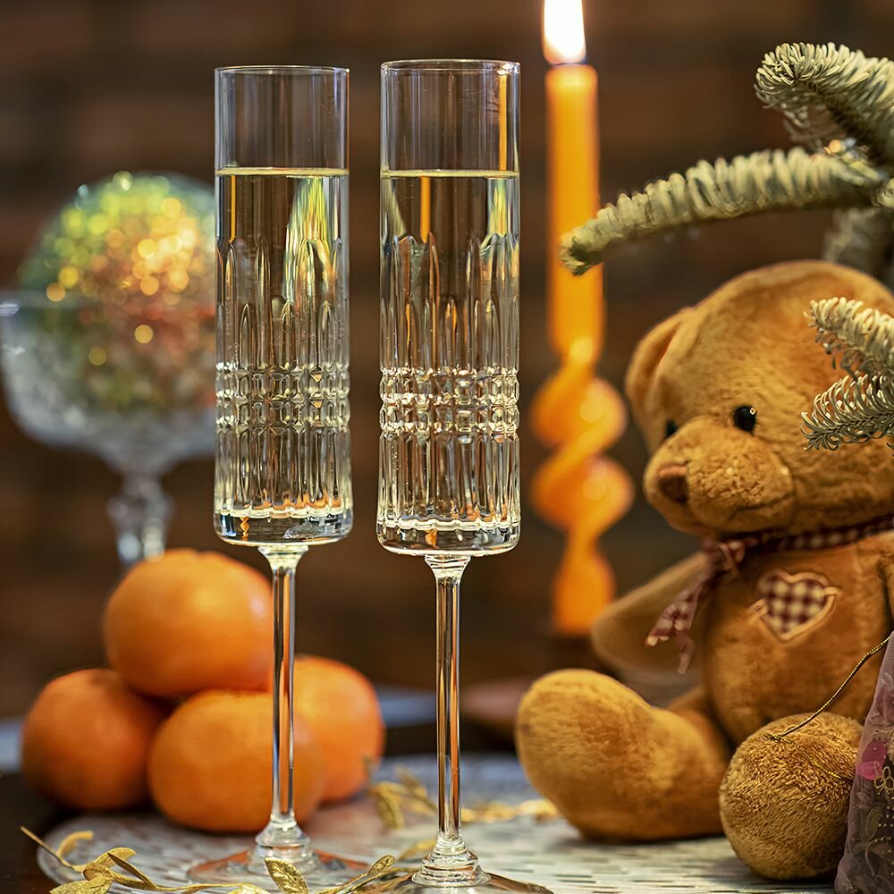 Бокалы хрустальные для шампанского / игристых вин / коктейлей - 120 мл, набор 2 шт, Неман серия "France", 11807 1000/206 УП