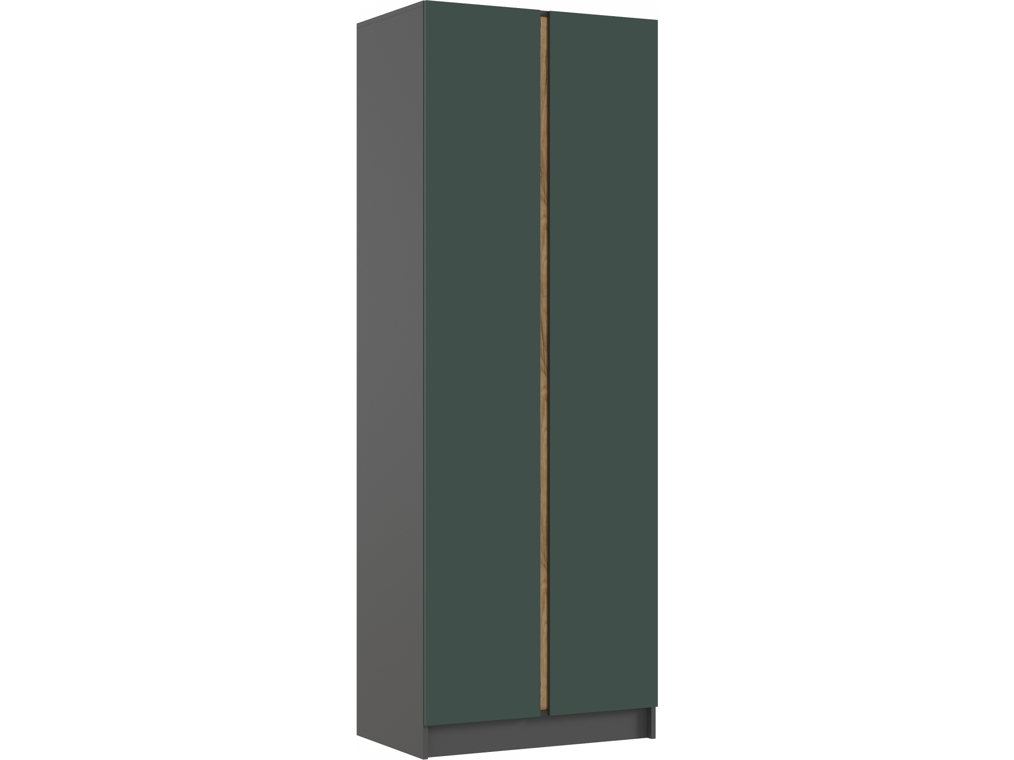 Шкаф 2-х створчатый 800, со штангой для вешалок и полками, Графит/Изумрудный