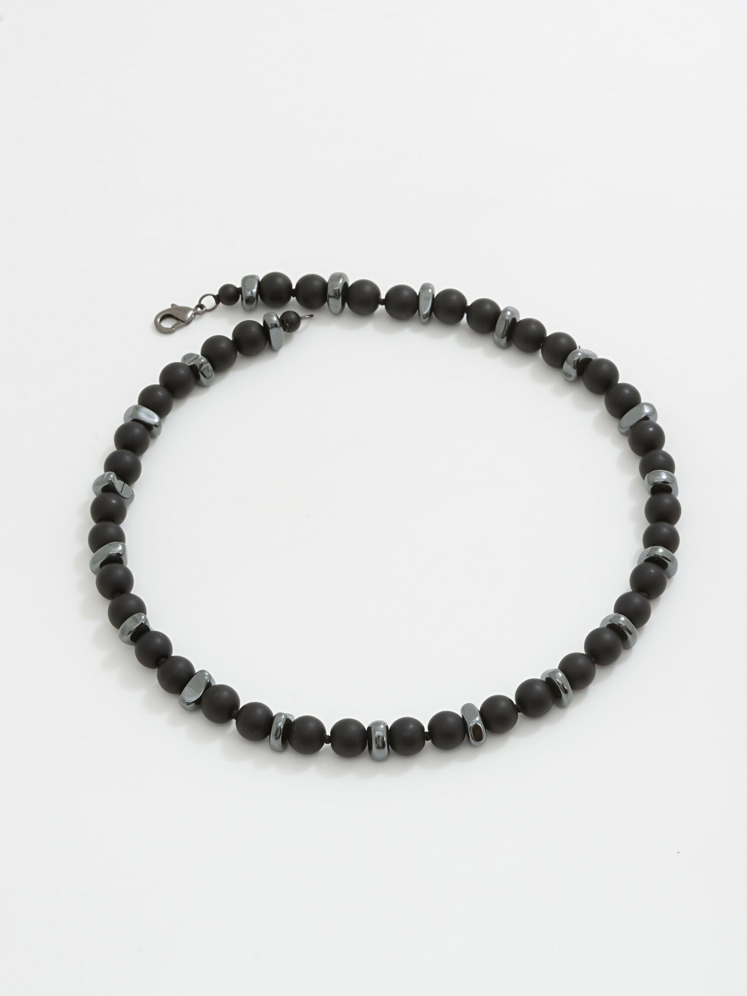 Бусы, агат синтетический, гематит