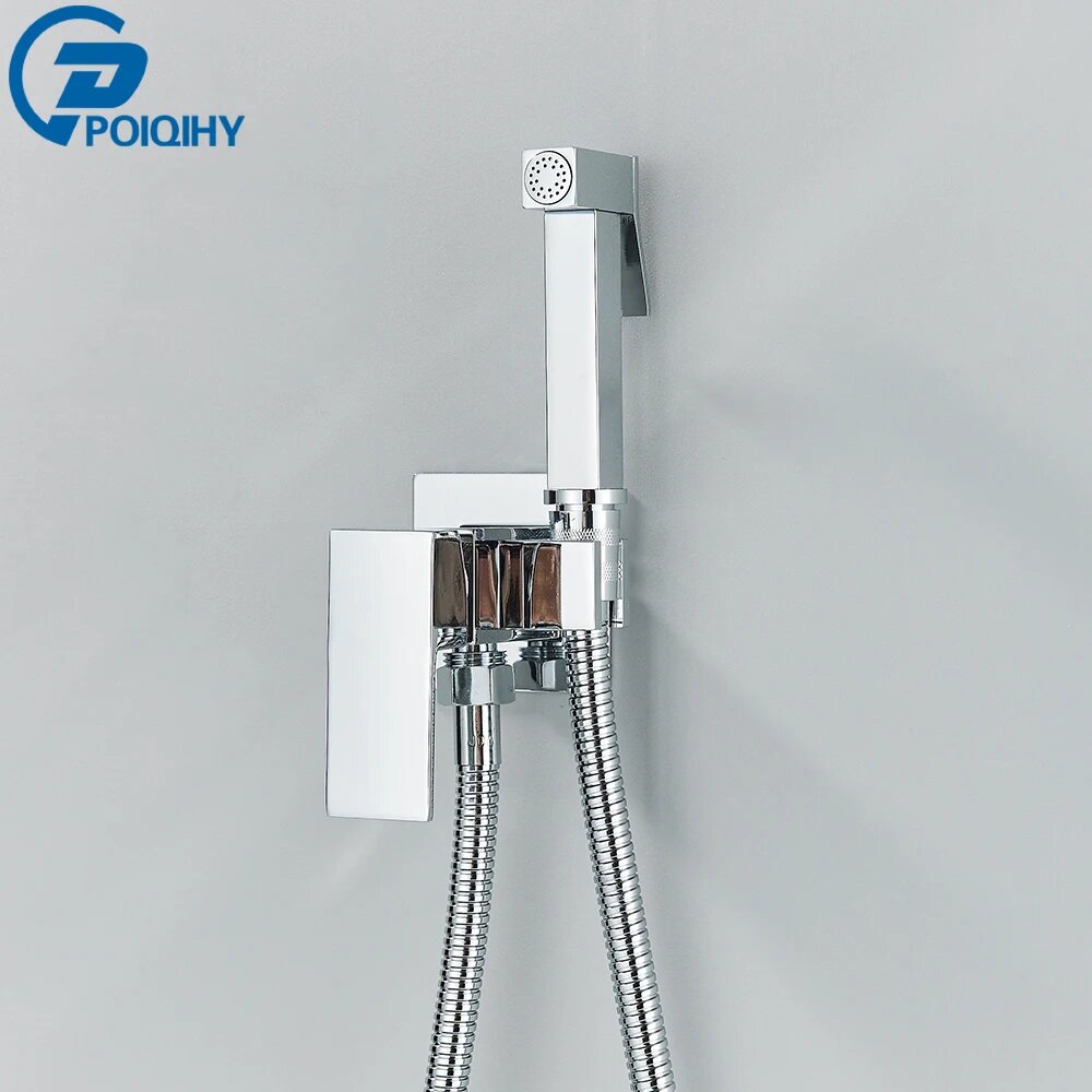 Черный/золотой латунный смеситель для биде для ванной комнаты, хромированный распылитель для биде высокого давления, стиральная машина для унитаза, настенный смеситель для горячей и холодной воды, Chrome