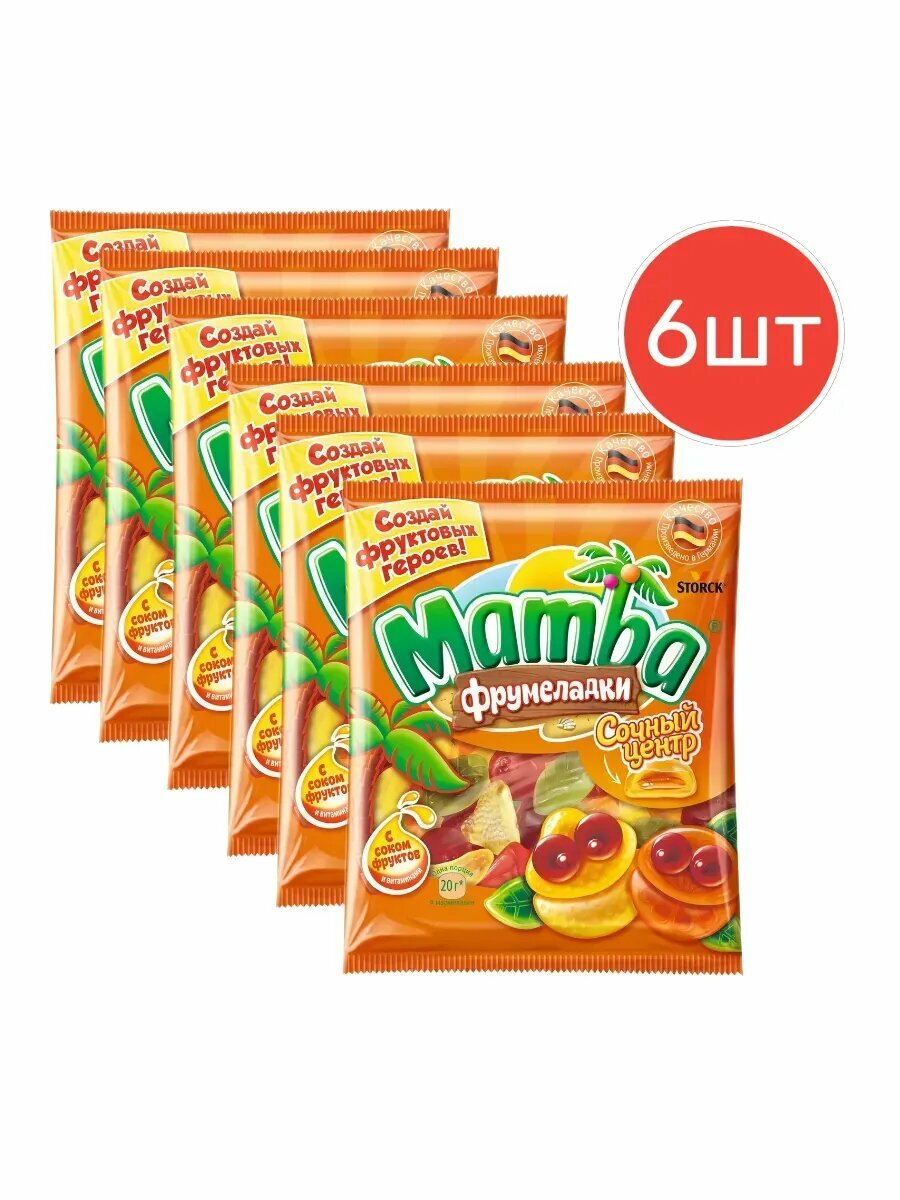 Мармелад жевательный, "Mamba", "Фрумеладки", "Сочный центр", 70г 6 шт