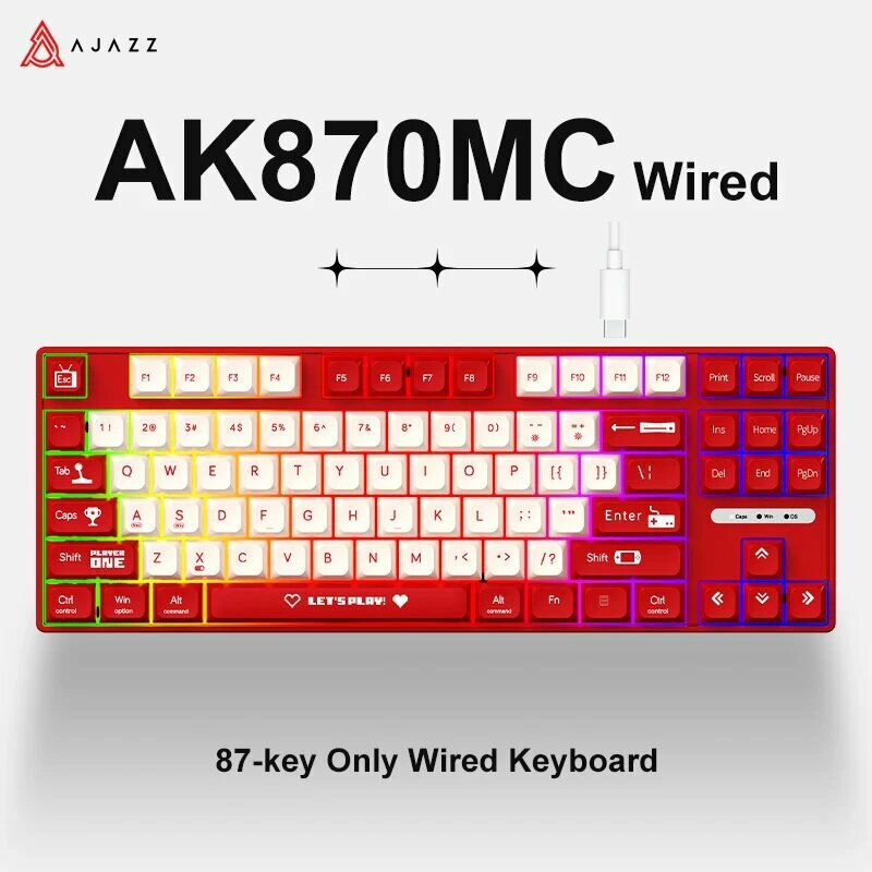 AJAZZ AK680 механическая клавиатура 68 клавиш Коричневый переключатель, AK870MC-Red
