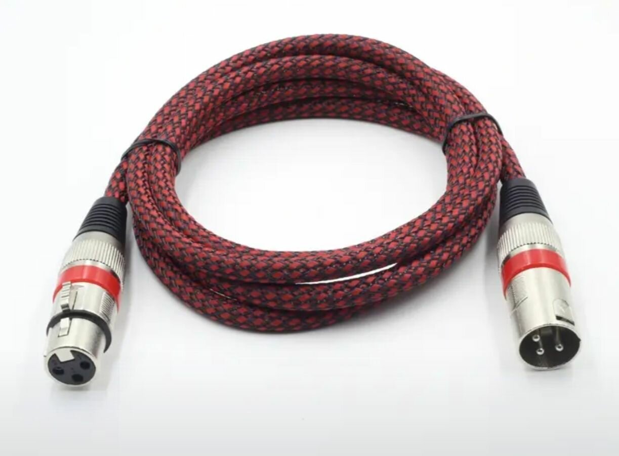 Кабель микрофонный XLR m папа - XLR f мама 2m коммутационный шнур для микрофона