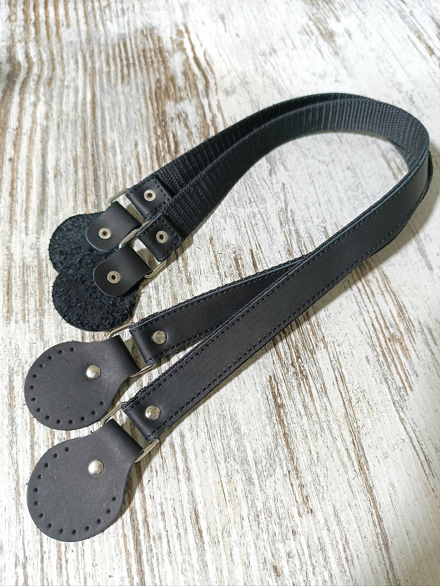 Ручки для сумки кожаные 2шт 45см черный