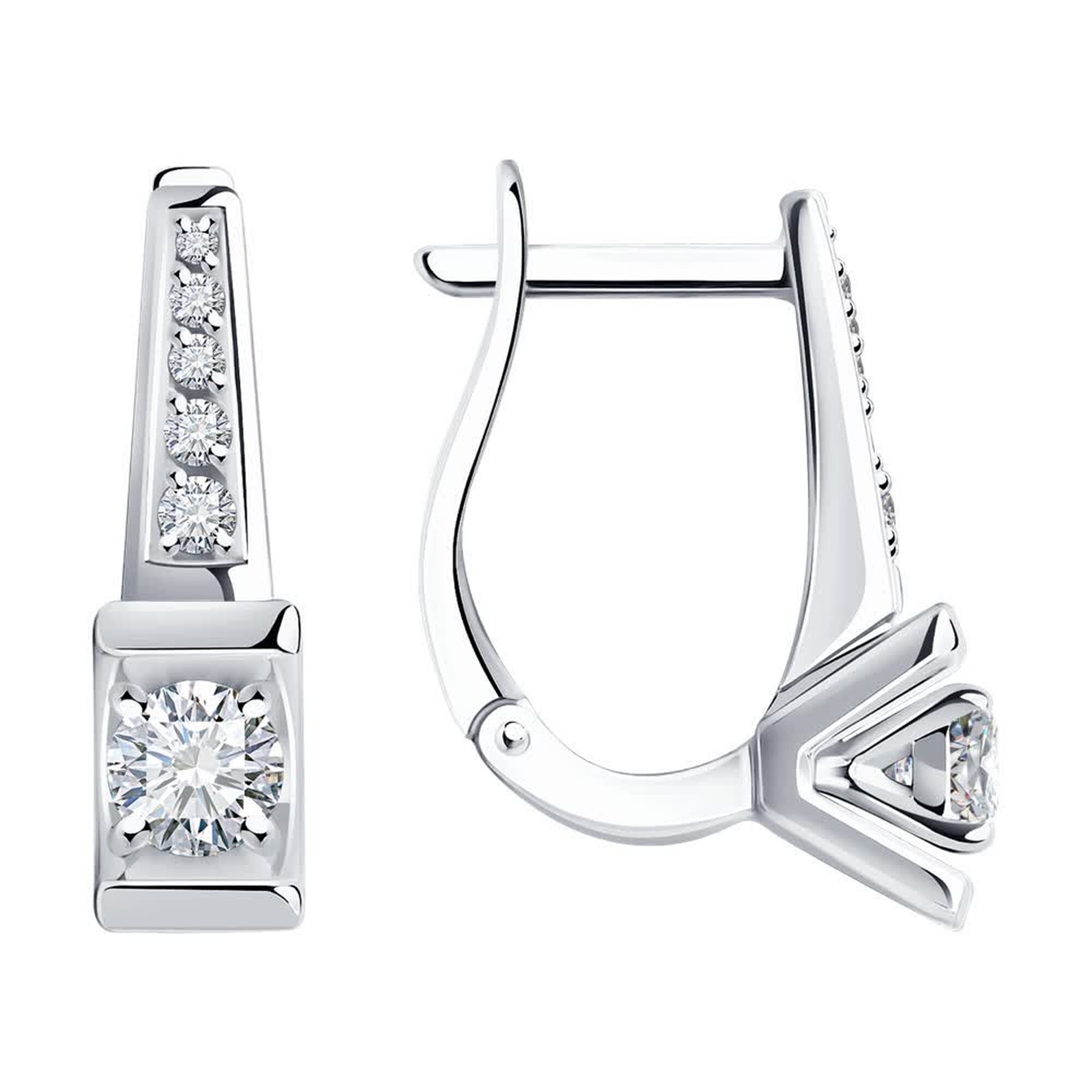 Серьги, белое золото, 585 проба, бриллиант