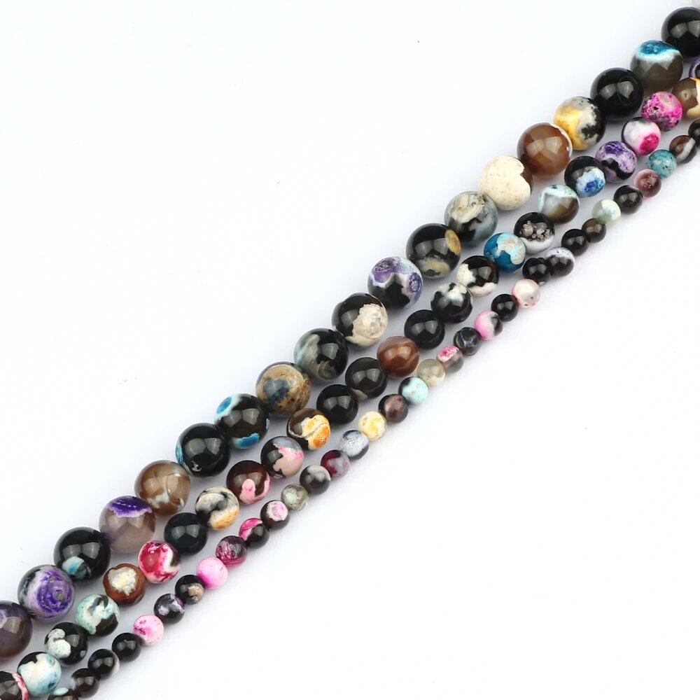 Бусины из агата, оникса, Style 7, 6 мм (25-30 шт.)