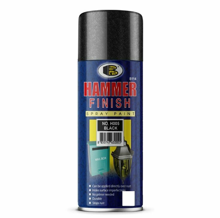 Эмаль-спрей молотковая Bosny H005 черная 400 мл