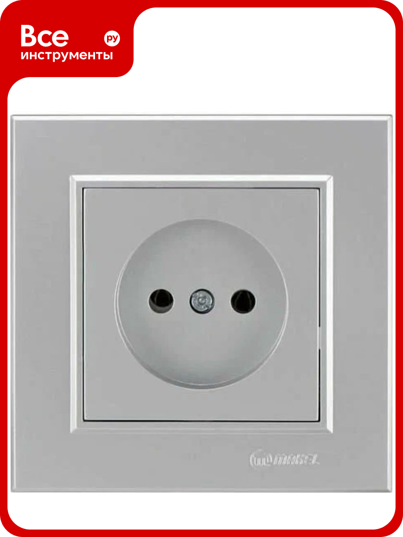 Розетка MAKEL 1-м СП Karea 10А IP20 б/з серебристый