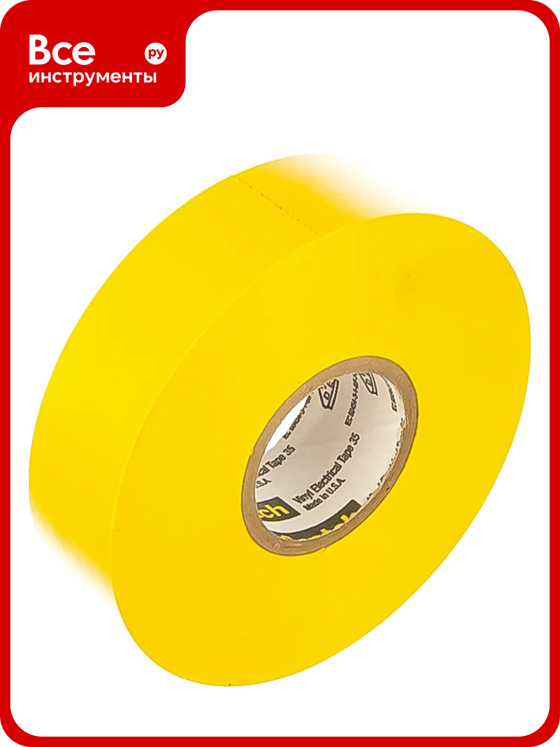 Изоляционная лента высшего класса 3М Scotch 35 желтая 19мм х 20м х 0,18мм 7000031671, желтый, 19 мм, 20 м
