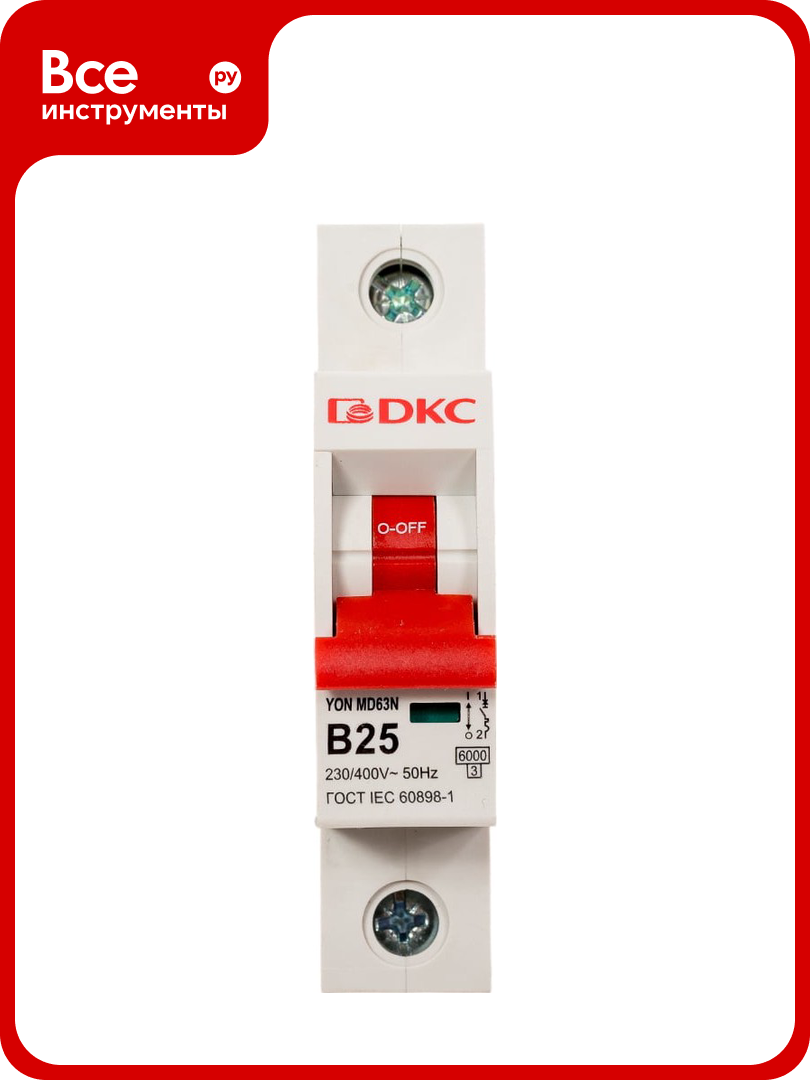Автоматический модульный выключатель DKC YON max типа MD63S, 4,5кА, 1 полюс, характеристика C