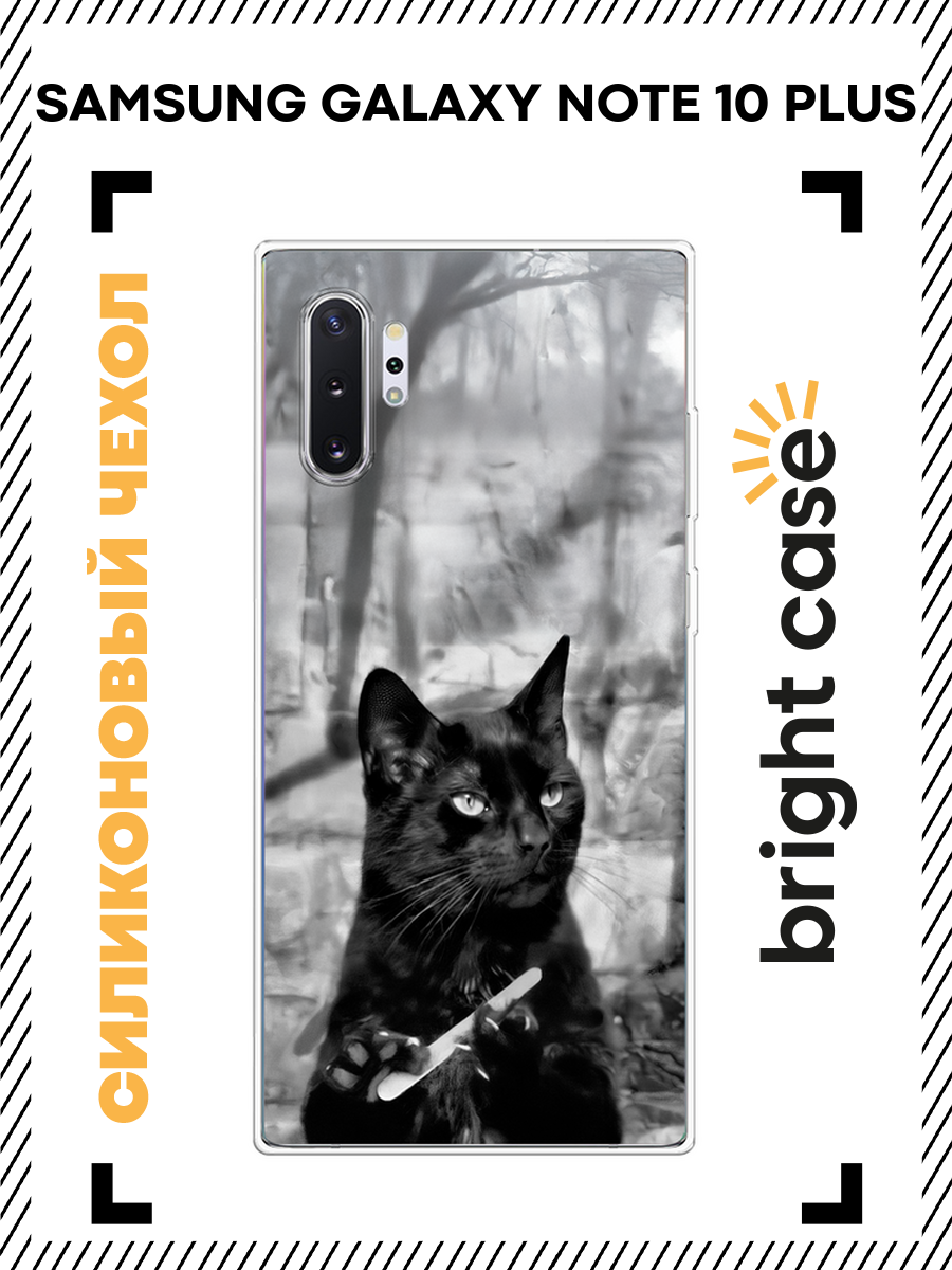 Чехол на Samsung Galaxy Note 10 Plus / Самсунг Ноте 10 Плюс с принтом Котик с пилкой